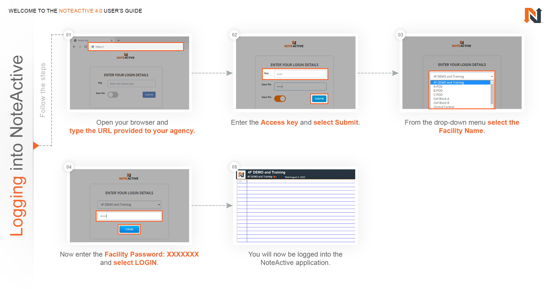 Logging into NoteActive – Noteactive