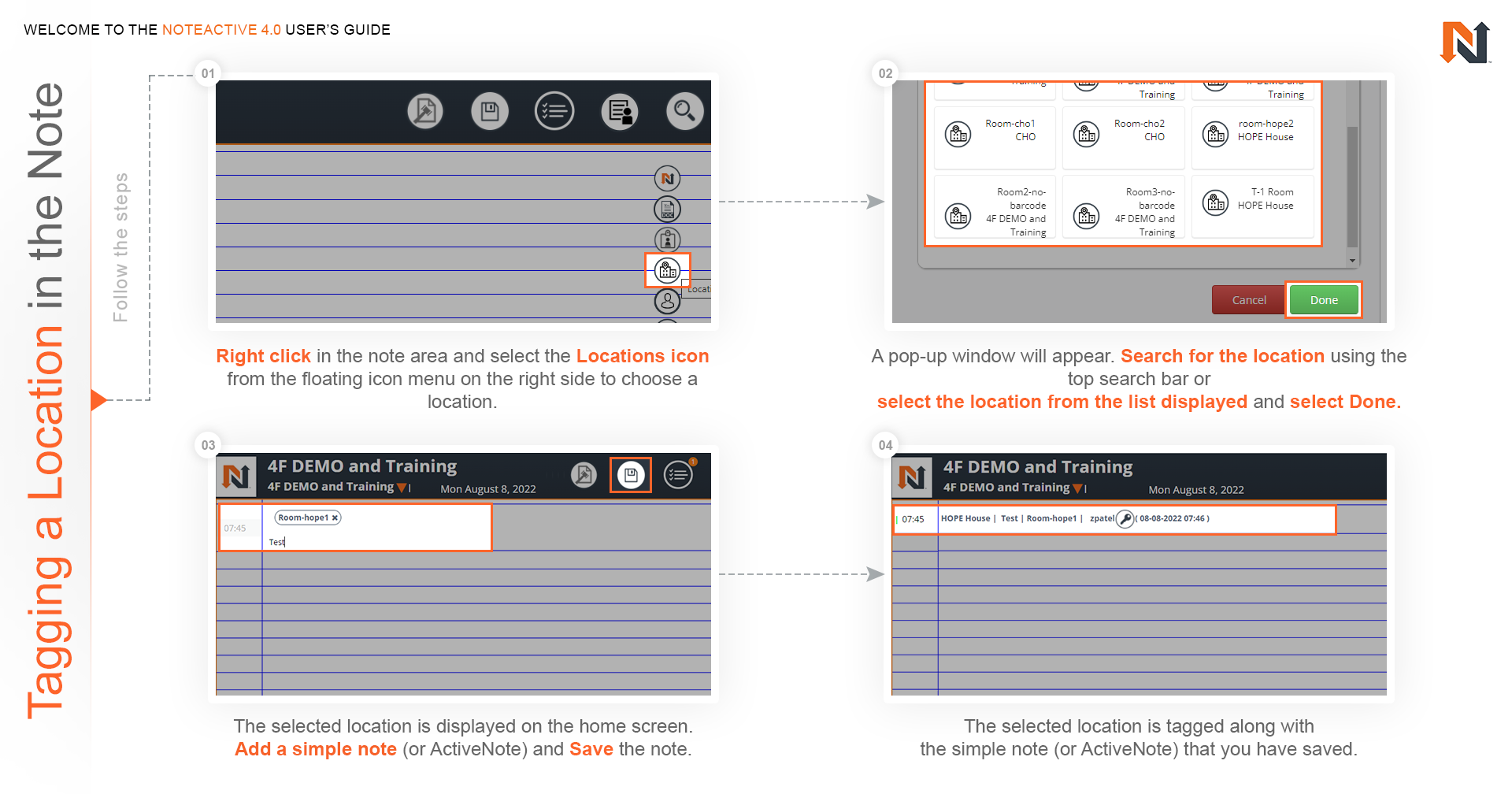 Tagging a Location in the Note – Noteactive