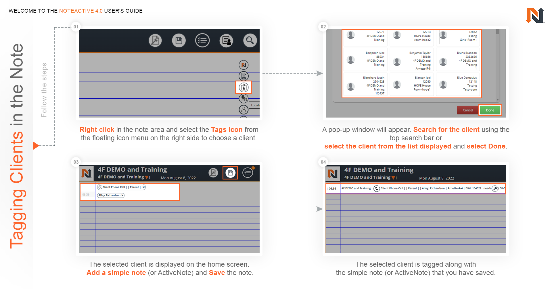 Tagging Clients in the Note – Noteactive