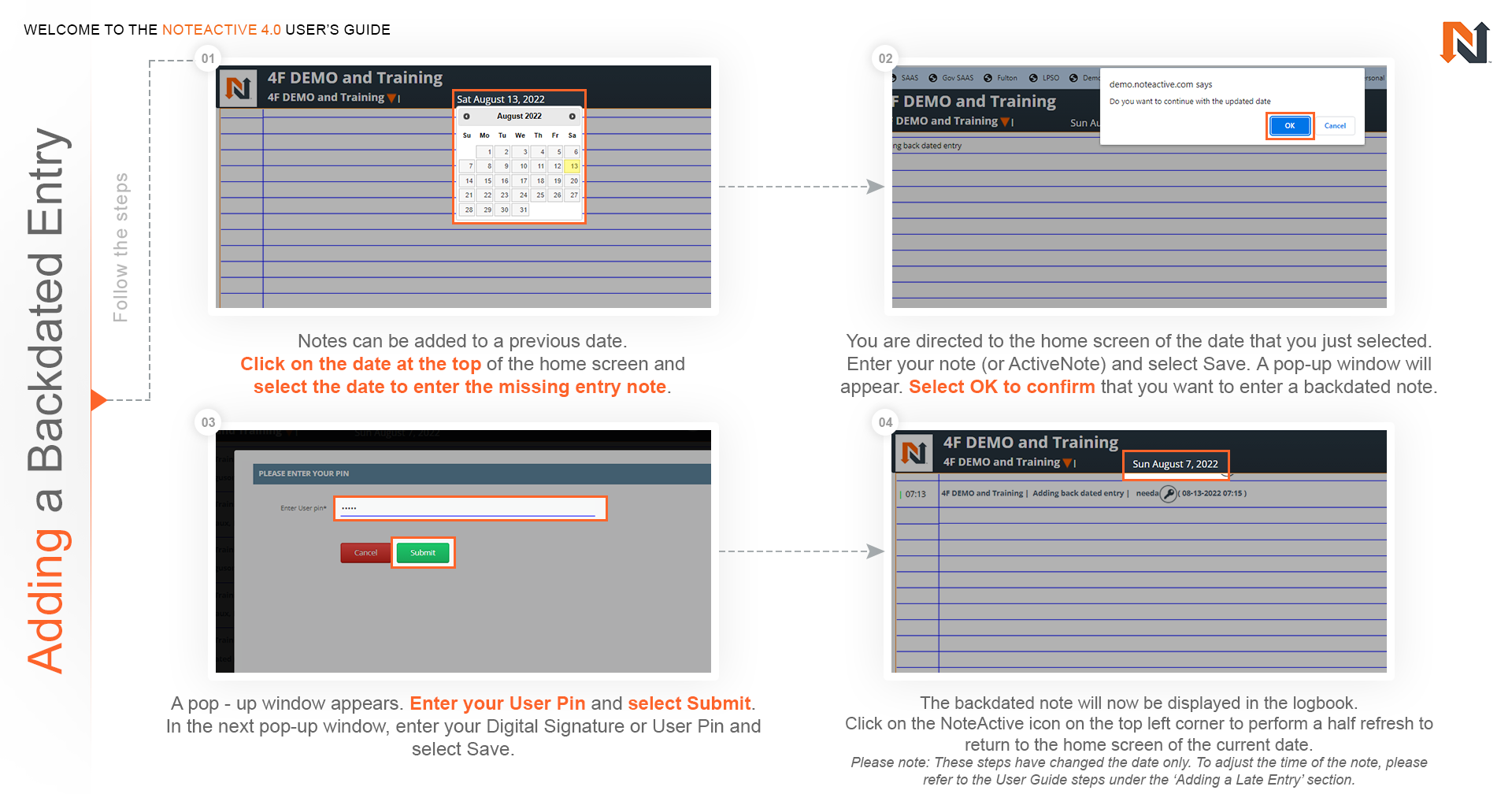 Adding a Backdated Entry – Noteactive