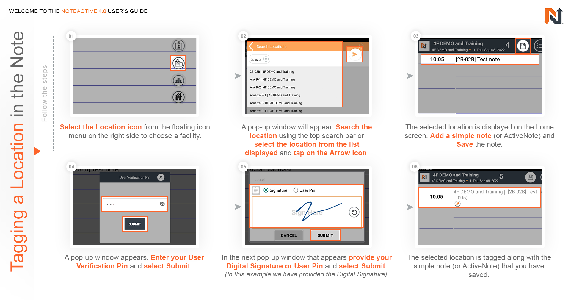 Tagging a Location in the Note – Noteactive